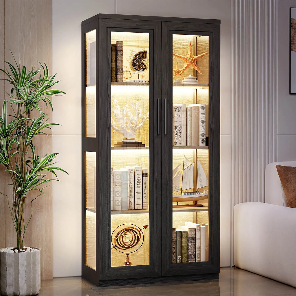BROTTAR Versatile Curio Cabinet with LEDs & Magnetic Lock